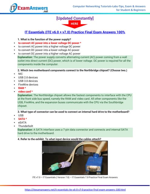 IT Essentials (Version 7.0) - ITE Chapter 11 Exam Answers | PDF
