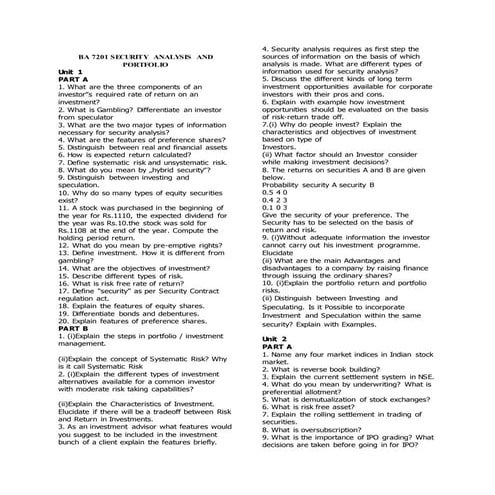 SECURITY ANALYSIS AND PORTFOLIO QUESTION PAPER | DOCX