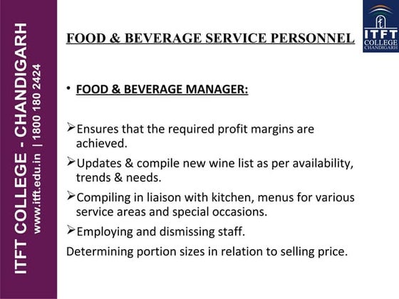 Food and Beverage Personnel | PPTX