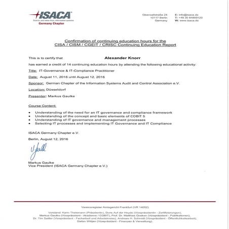 continuing education points (hours) for CISA / CISM / CGEIT / CRISC ...