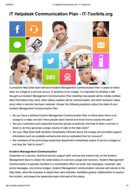 Sap incident communication plan | PDF | IT and Internet Support | Internet