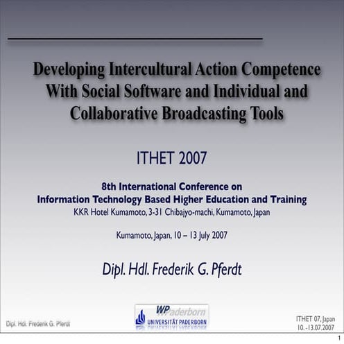 Developing Intercultural Action Competence with Social Software | PDF