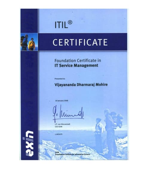 ITIL Certificate | PDF
