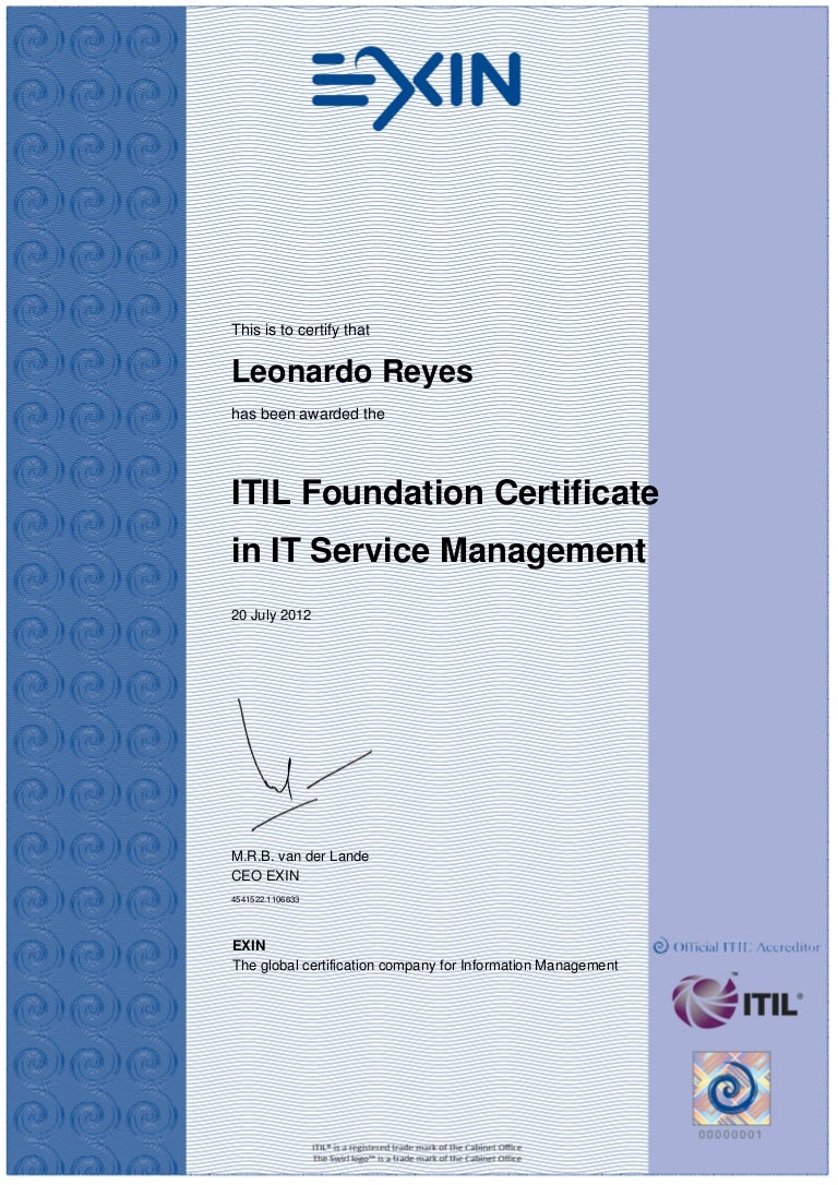 ITIL® Foundation V3 Certificate in IT Service Management
