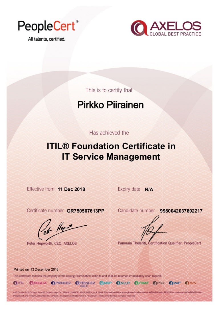 ITIL® Foundation Certificate in IT Service Management