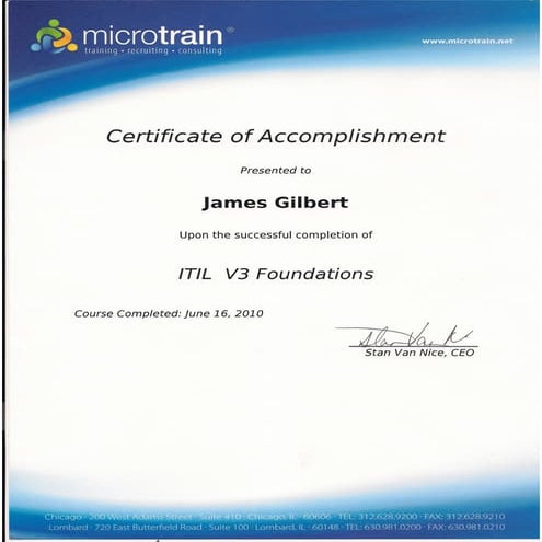 Itil Foundations Training Certificate Pdf