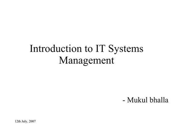ITSM Overview | PPTX | IT and Internet Support | Internet