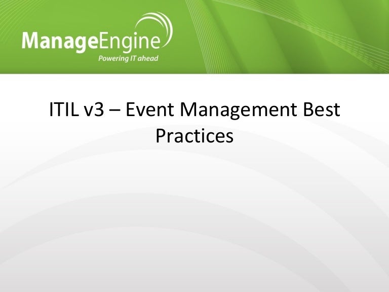 ITIL v3 - Event management best practices