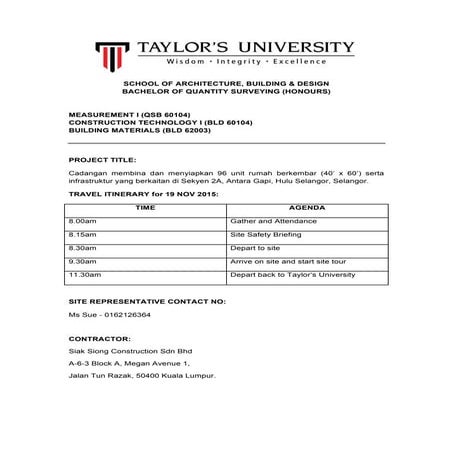 Itinerary for site visit (2) | PDF