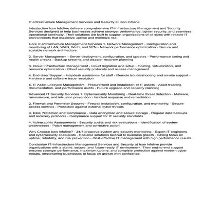 IT Infrastructure Management and Security Services | PDF