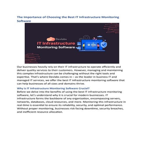 The Importance of Choosing the Best IT Infrastructure Monitoring Software | PDF