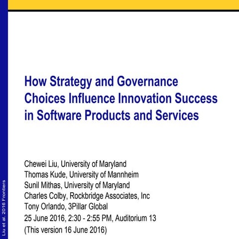 How Strategy and Governance Choices Influence Innovation Success in ...