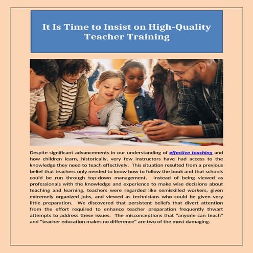 It Is Time to Insist on High-Quality Teacher Training | PDF