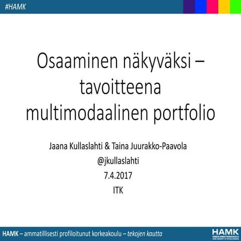 ITK-teemaseminaari: Multimodaalisuus ja oppiminen – haasteita ja ...
