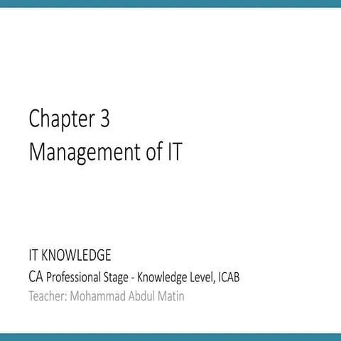 ICAB - ITK Chapter 3 class 6-7 - Management of IT | PPT