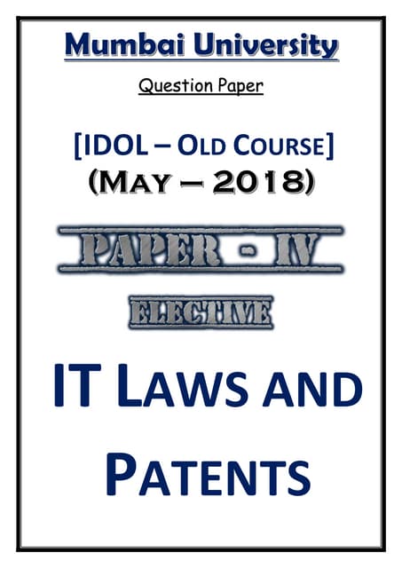IPR and Cyber Laws (October – 2014) [Question Paper | CBSGS: 60:40 ...