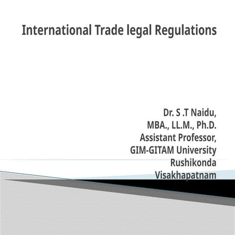 International Trade and Regulation PPt for UG | PPTX