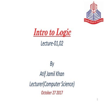 Intro to Logic lecture 1 | PPT