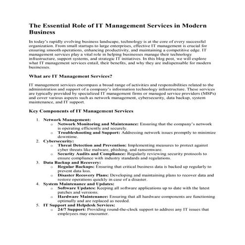 The Essential Role of IT Management Services in Modern Business | PDF ...