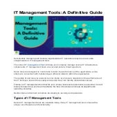 IT Management Tools: A Definitive Guide | PDF