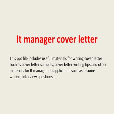 It manager cover letter | PPTX