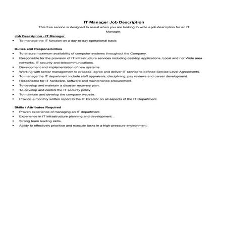 It manager job description | DOC