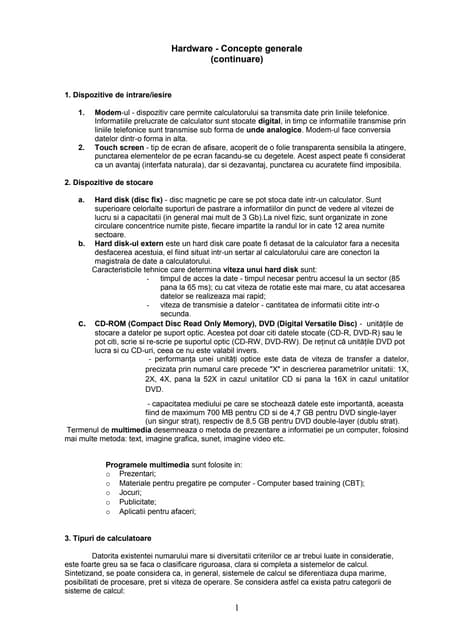 Proiect la Info/ COMPONENTELE CALCULATORULUI | PPTX