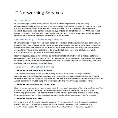 Reliable IT Networking Services for Businesses | PDF