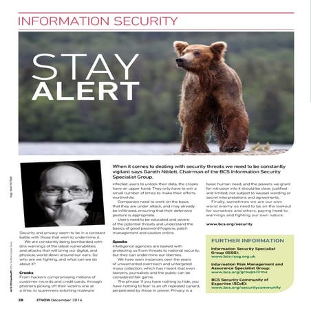 BCS ITNow 201412 - Stay Alert | PDF | Information and Network Security ...