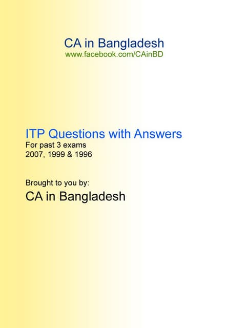 ITP question by CA in Bangladesh | PDF