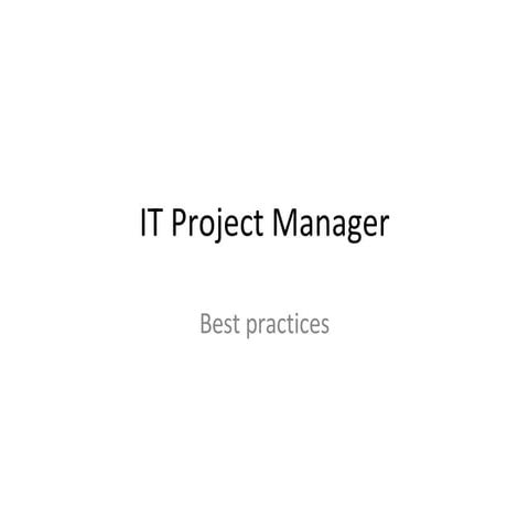 It Project Manager | PPT