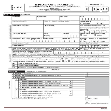 Itr 2 | PDF | Personal Taxes | Personal Finance