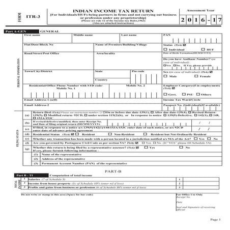 Itr 3 | PDF | Personal Taxes | Personal Finance