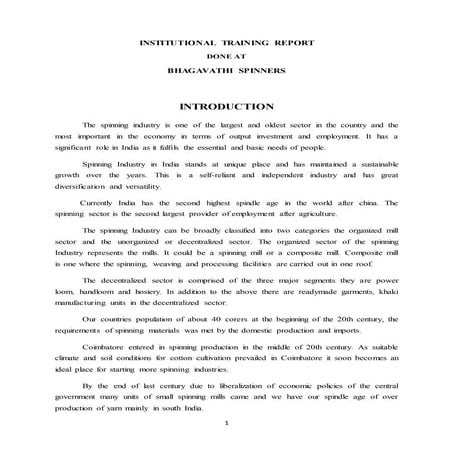 Industrial Training Report / Institutional Training Report / Summer ...