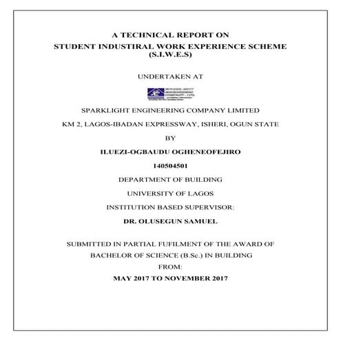 SIWES TECHNICAL REPORT SAMPLE | PDF