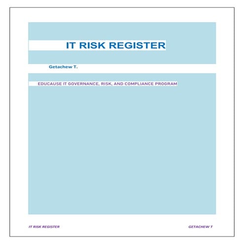 Sample IT RISK REGISTER for Education Purpose | PDF