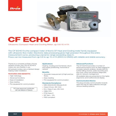 Itron cf echo ii ultrasonic heat meter brochure - english | PDF