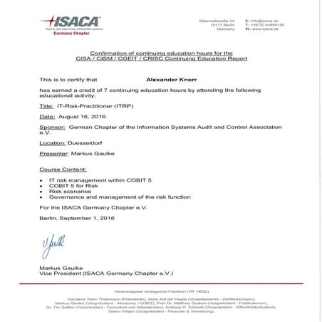 continuing education points (hours) for CISA / CISM / CGEIT / CRISC ...
