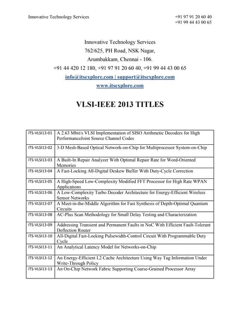 Vlsi titles for 2014 15 | PDF