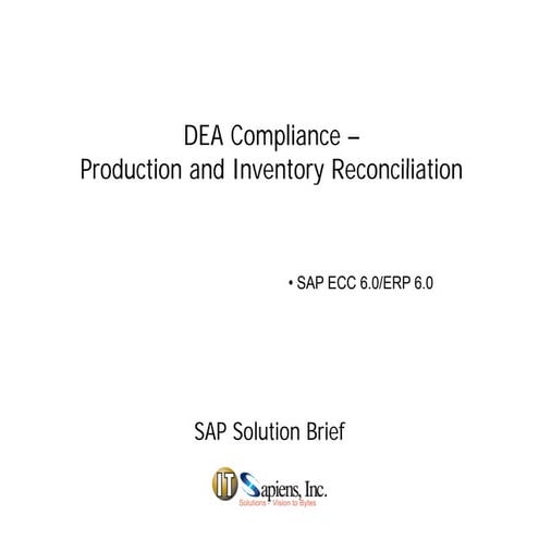 DEA Compliance - Production and Inventory Reconciliation | PDF