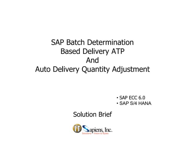 SAP Automatic batch determination | PDF