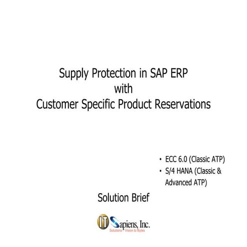 "Simple & Effective" Supply Protection Solution in SAP ERP | PDF