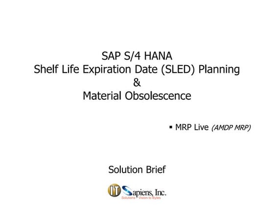 MRP Live on S/4 HANA | PPT