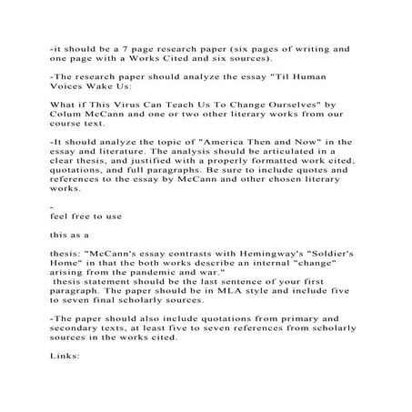 -it should be a 7 page research paper (six pages of writing and one .docx