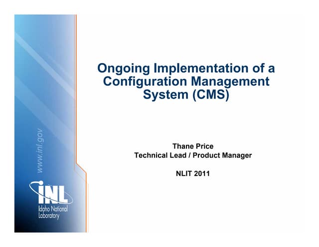 Ongoing Implementation Of A Configuration Management System Cms Pdf
