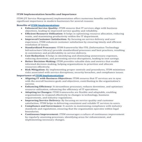 ITSM Implementation benefits and Importance.pdf