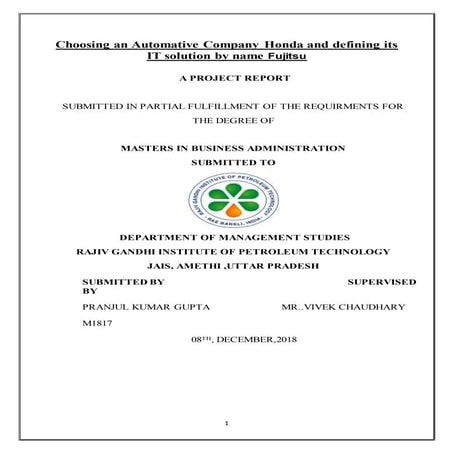 Information technology management project report | PDF