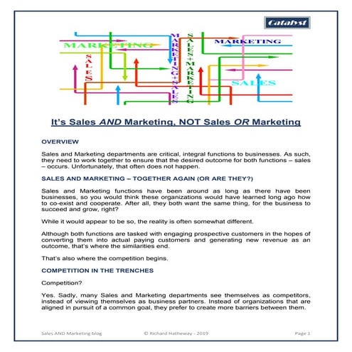 It's Sales AND Marketing, NOT Sales OR Marketing | PDF