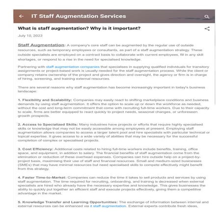 How Can We Define Staff Augmentation? | PDF