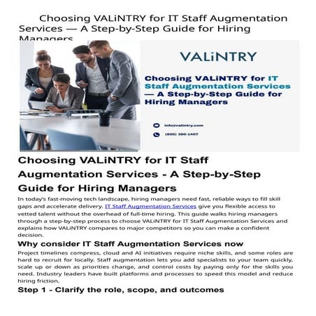 IT Staff Augmentation Services - VALiNTRY | PPTX